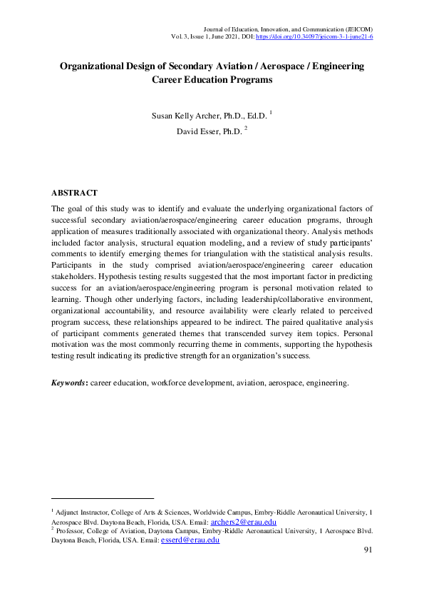 (PDF) Organizational Design of Secondary Aviation / Aerospace ...