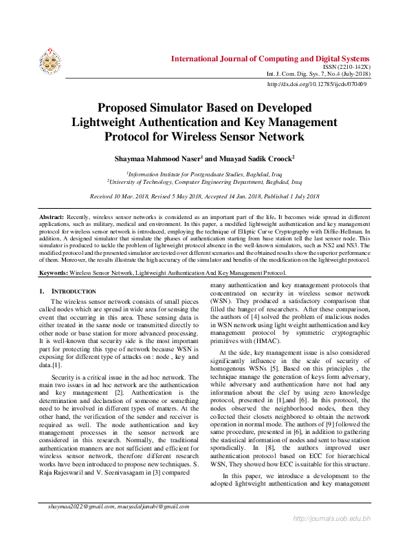 (PDF) Proposed Simulator Based on Developed Lightweight Authentication and Key Management ...