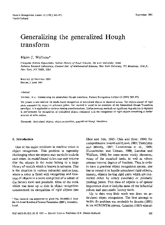 (PDF) Generalizing the generalized hough transform