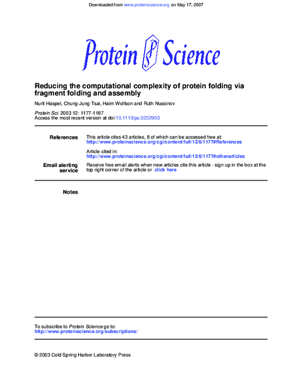 (PDF) Reducing the computational complexity of protein folding via ...