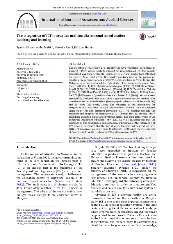 (PDF) The integration of ICT in creative multimedia in visual art ...