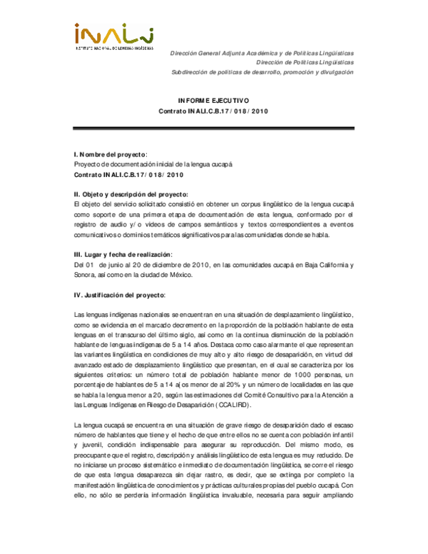 (PDF) Documentacion inicial de la lengua cucapa