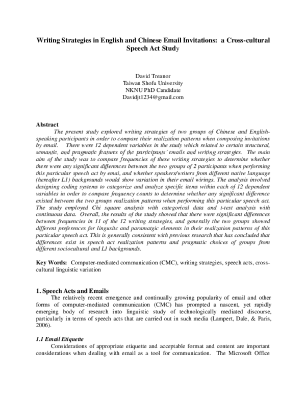(PDF) Writing Strategies in English and Chinese Email Invitations: a ...
