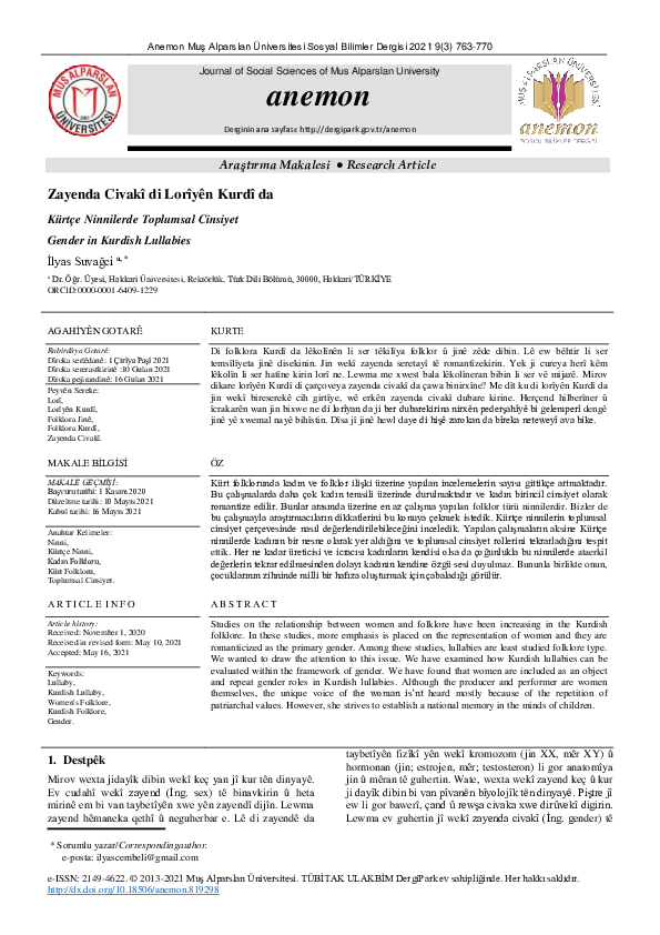 (PDF) Zayenda Civakî di Lorîyên Kurdî da (Kürtçe Ninnilerde Toplumsal ...