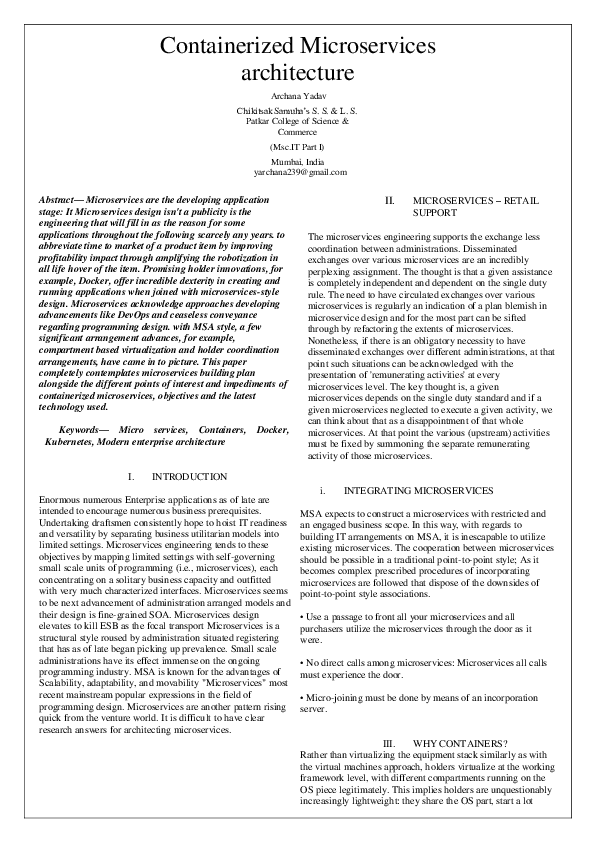(PDF) Containerized Microservices architecture