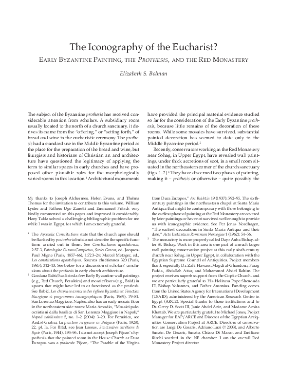 (PDF) E. Bolman, “The Iconography of the Eucharist? Early Byzantine ...