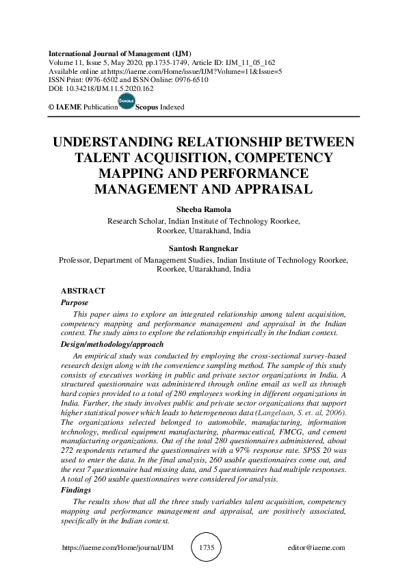 (PDF) UNDERSTANDING RELATIONSHIP BETWEEN TALENT ACQUISITION, COMPETENCY ...