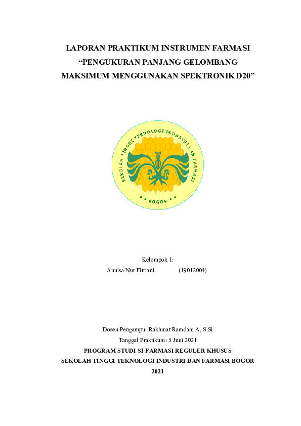 (DOC) LAPORAN PRAK INSTRUMEN FARMASI MODUL 2