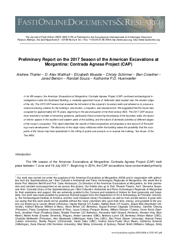 (PDF) Andrew Tharler, D. Alex Walthall, Elizabeth Wueste, Christy ...