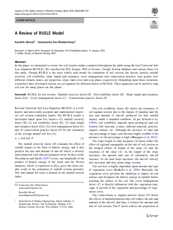 (PDF) A Review of RUSLE Model
