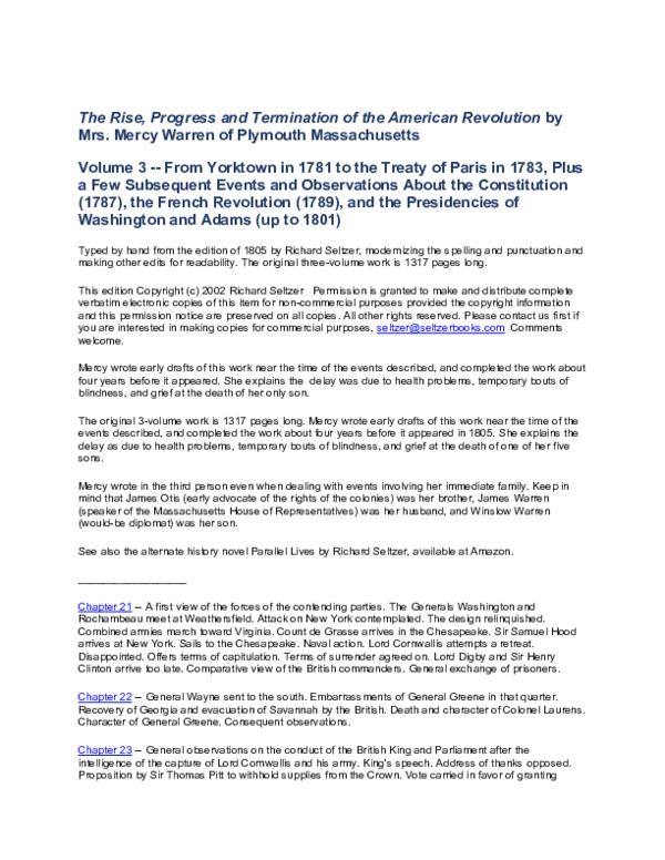 (PDF) The Rise, Progress and Termination of the American Revolution ...