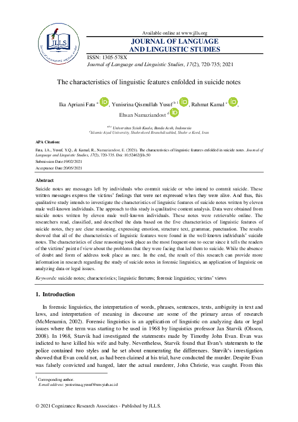 (PDF) JOURNAL OF LANGUAGE AND LINGUISTIC STUDIES