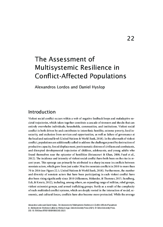 (PDF) The Assessment of Multisystemic Resilience in Conflict-Affected ...