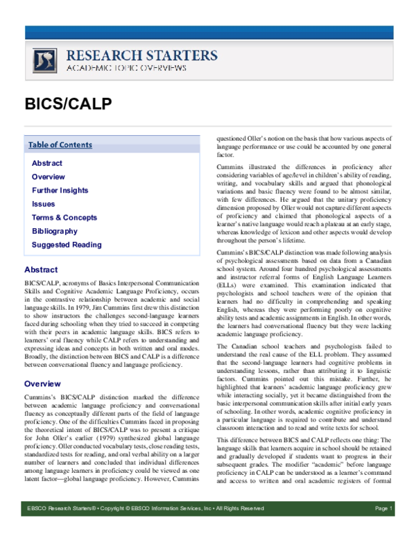 (PDF) BICS/CALP