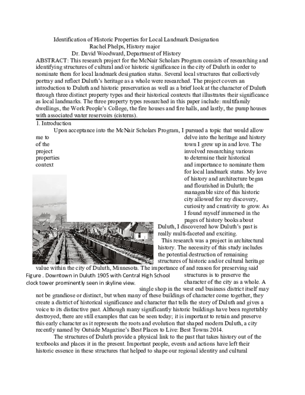 (DOC) Identification of Historic Properties for Local Landmark ...