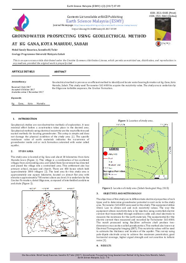 (PDF) Groundwater prospecting using geoelectrical method at kg gana ...