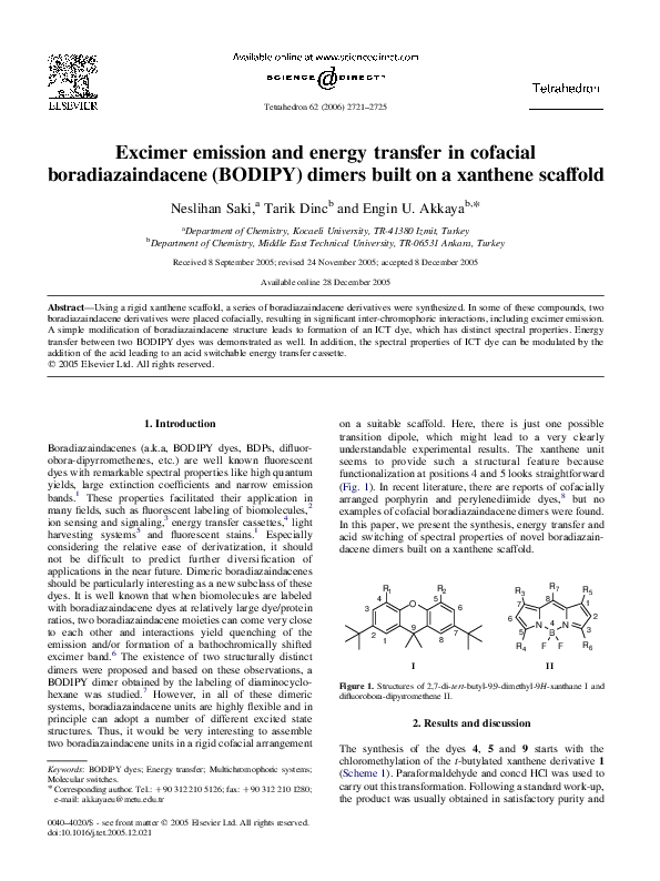 (PDF) Excimer emission and energy transfer in cofacial ...