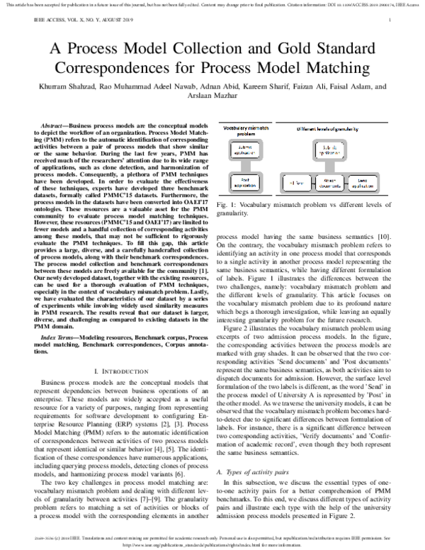 (PDF) A Process Model Collection and Gold Standard Correspondences for ...