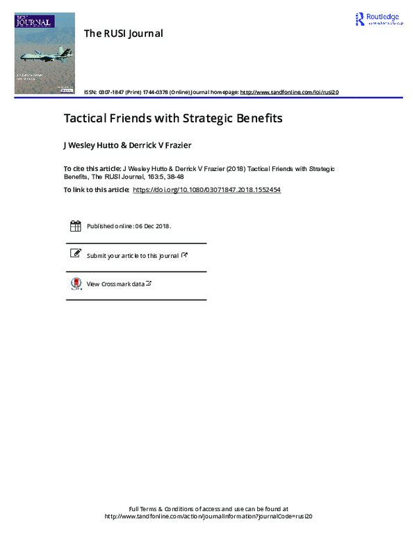 (PDF) Tactical Friends with Strategic Benefits: NATO's Tactical ...