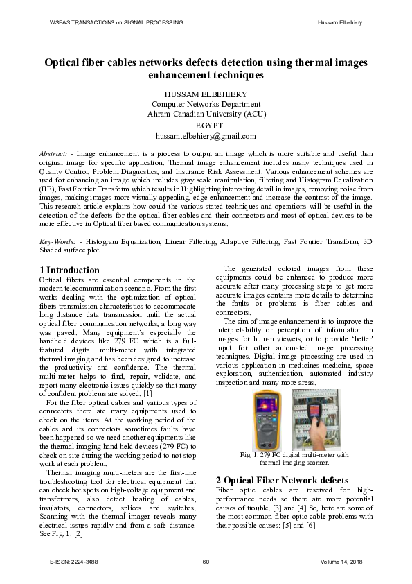 (PDF) Optical Fiber Cables Networks Defects Detection using Thermal ...