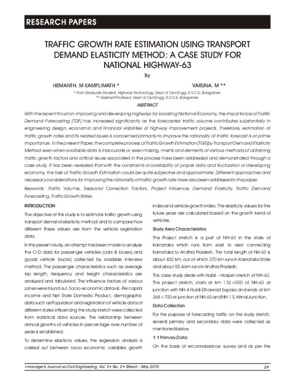 (PDF) Traffic Growth Rate Estimation Using Transport Demand Elasticity ...