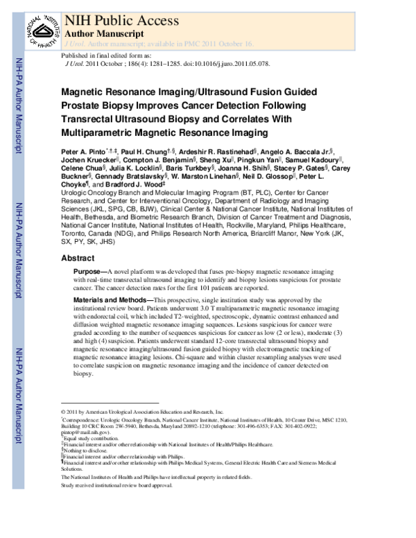 (PDF) Magnetic Resonance Imaging/Ultrasound Fusion Guided Prostate ...