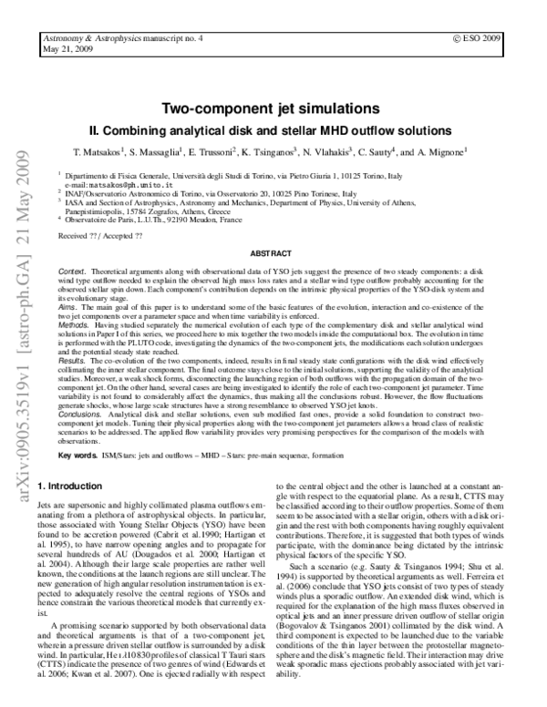 (PDF) Two-component jet simulations | Titos Matsakos - Academia.edu
