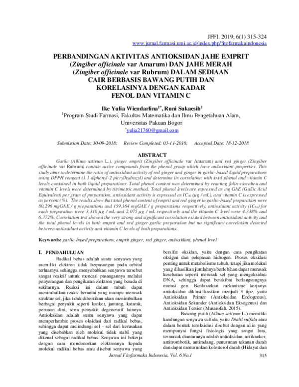 (PDF) PERBANDINGAN AKTIVITAS ANTIOKSIDAN JAHE EMPRIT (Zingiber ...