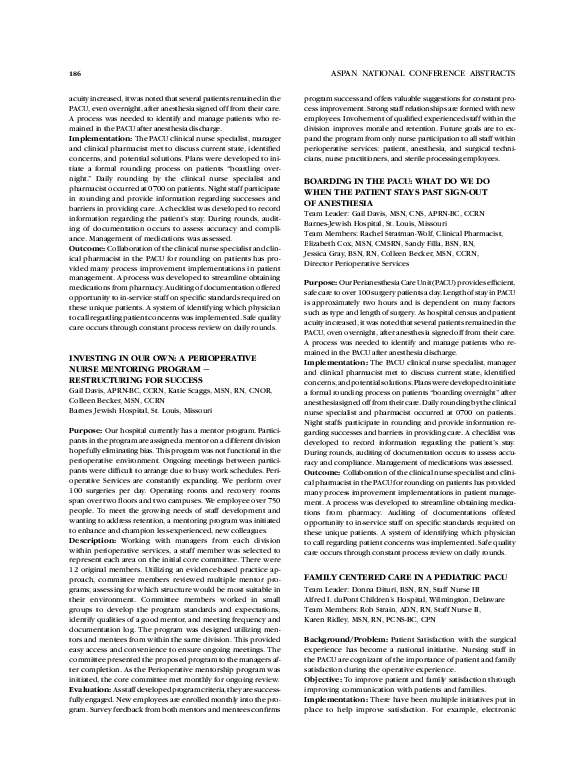 (PDF) Boarding in the PACU: What Do We Do When the Patient Stays Past ...