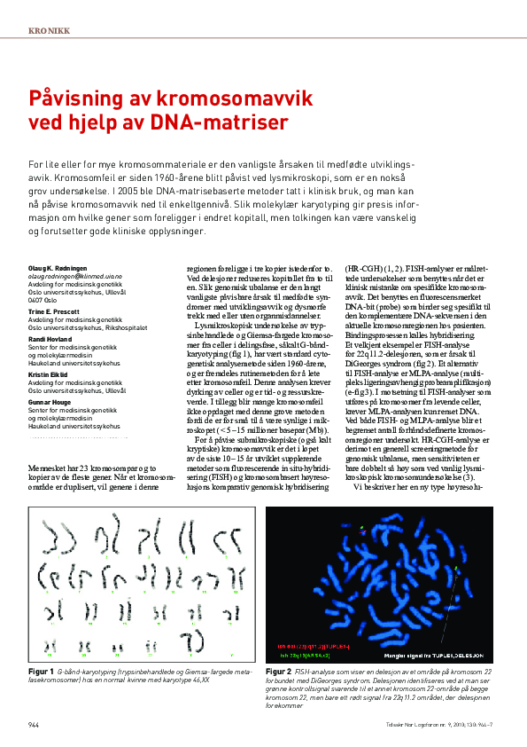(PDF) Påvisning av kromosomavvik ved hjelp av DNA-matriser