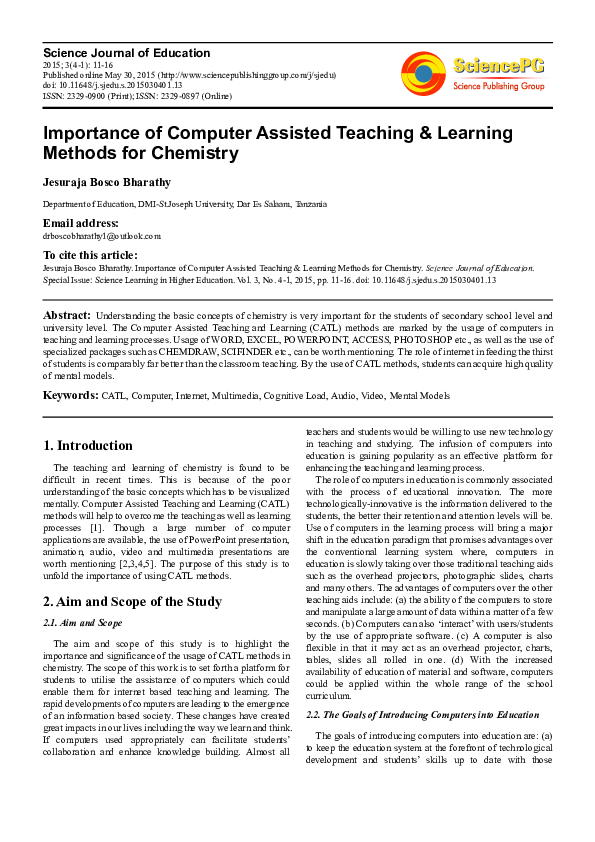 (PDF) Importance of Computer Assisted Teaching & Learning Methods for ...