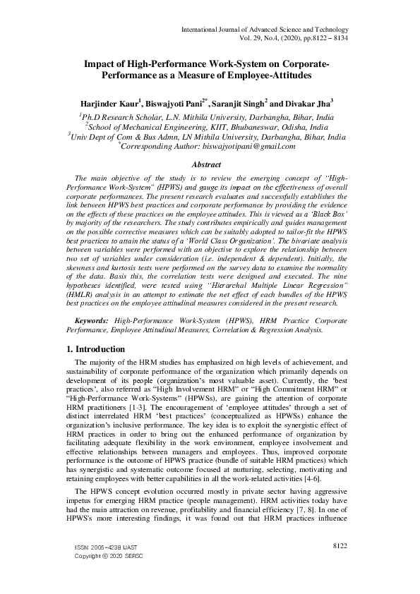 (PDF) Impact of High-Performance Work-System on Corporate-Performance ...