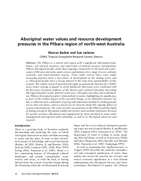 (PDF) Aboriginal water values and resource development pressures in the ...