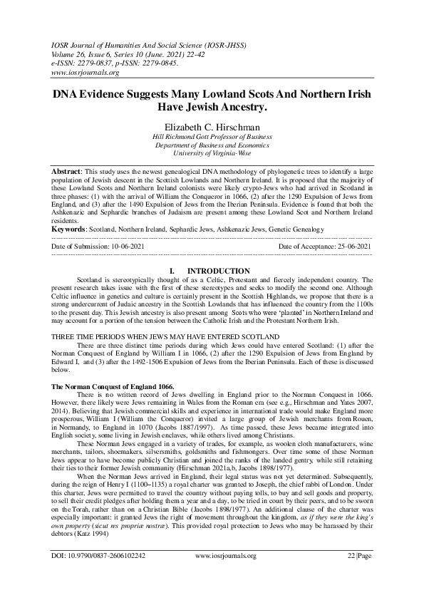 (PDF) DNA Evidence Suggests Many Lowland Scots And Northern Irish Have ...
