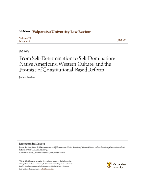 (PDF) From Self-Determination to Self-Domination: Native Americans ...