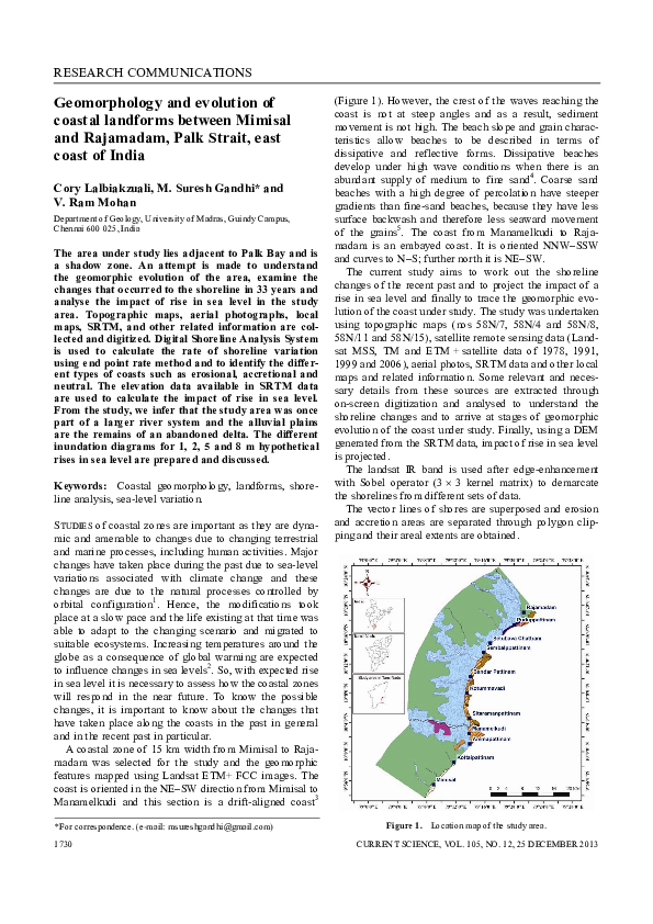 (PDF) Geomorphology and evolution of coastal landforms between Mimisal ...