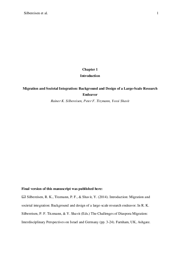 (PDF) Introduction: Migration and societal integration: Background and ...