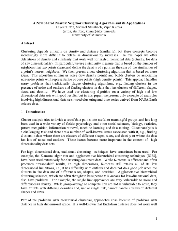 Pdf A New Shared Nearest Neighbor Clustering Algorithm And Its Applications