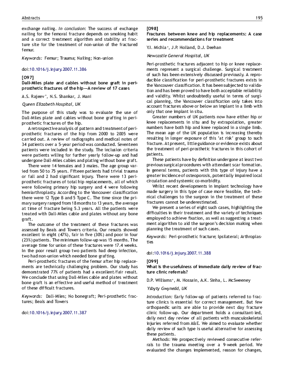 (PDF) Dall-Miles plate and cables without bone graft in peri-prosthetic ...