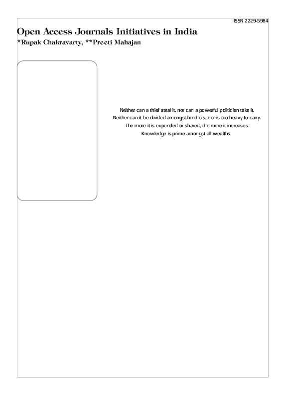 (PDF) Open Access Journals Initiatives in India