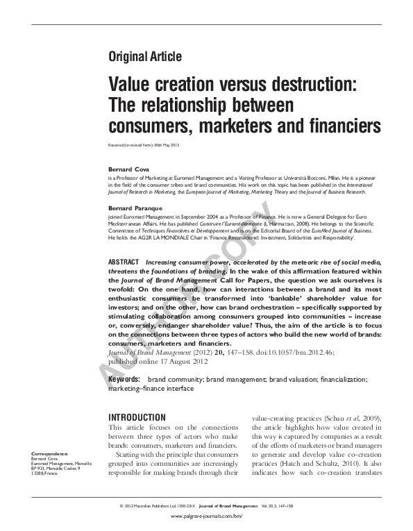 (PDF) Value creation versus destruction: The relationship between ...