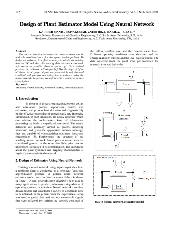 (PDF) Design of Plant Estimator Model Using Neural Network