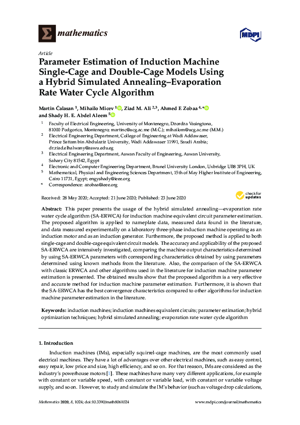(PDF) Parameter Estimation of Induction Machine Single-Cage and Double-Cage Models Using a ...