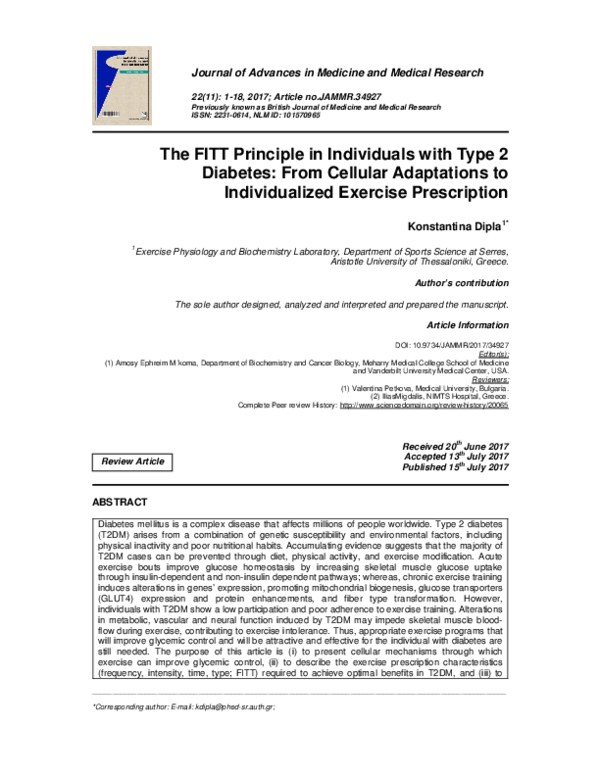 (PDF) The FITT Principle in Individuals with Type 2 Diabetes: From ...