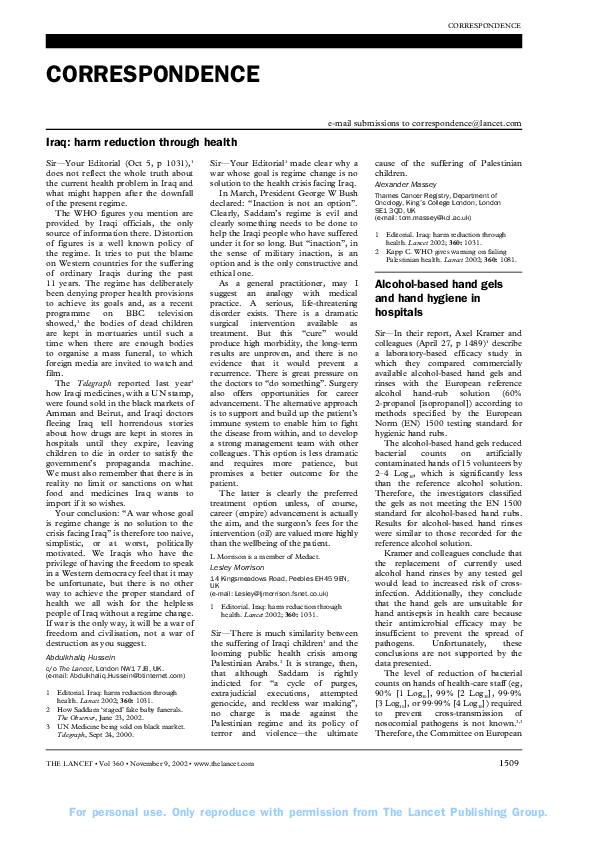 (PDF) Alcohol-based hand gels and hand hygiene in hospitals | Barry ...