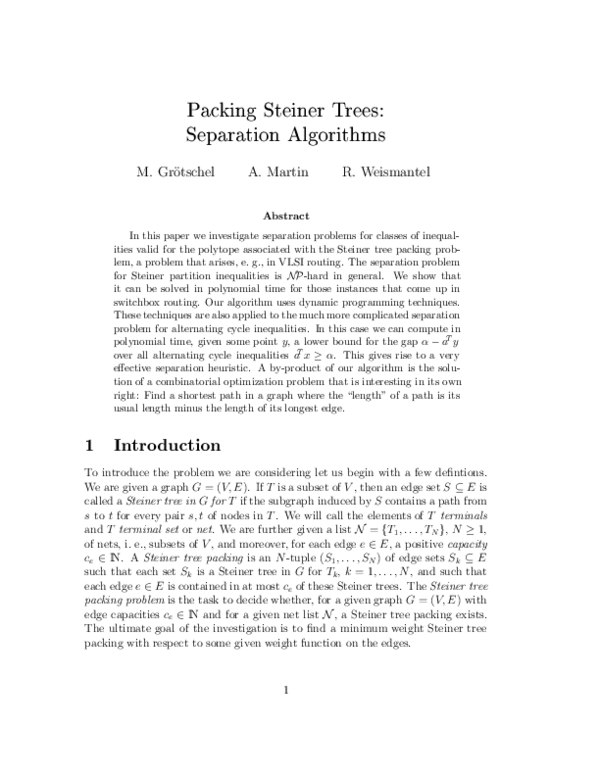 (PDF) Packing Steiner Trees: Separation Algorithms