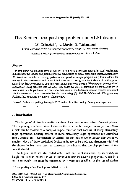 Pdf The Steiner Tree Packing Problem In Vlsi Design