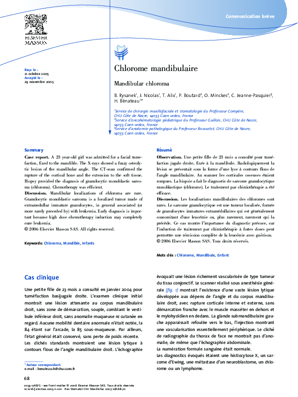 (PDF) Chlorome mandibulaire