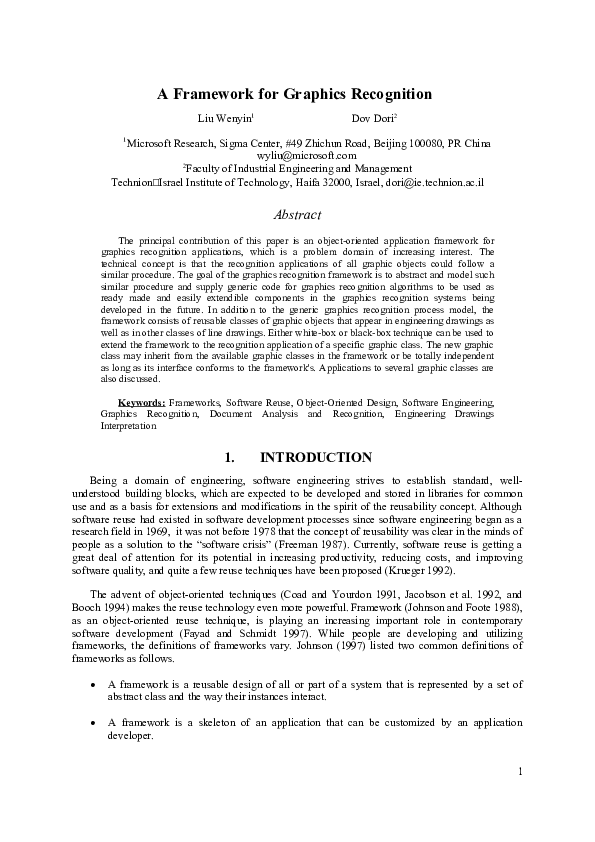 (DOC) A Framework for Graphics Recognition