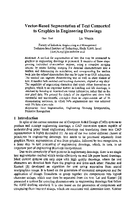 Vector-based segmentation of text connected to graphics in engineering ...